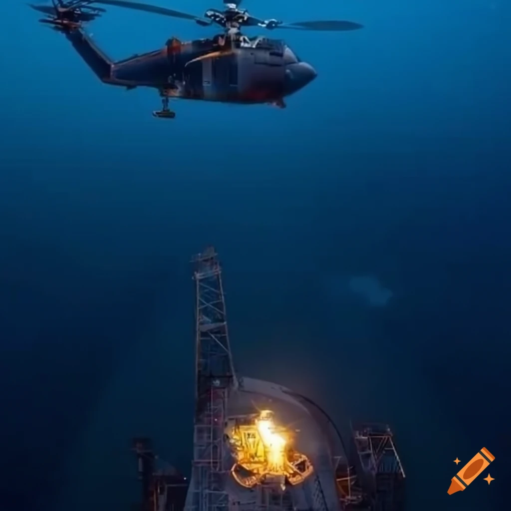 Technologically advanced offshore oil platform with helicopters on Craiyon