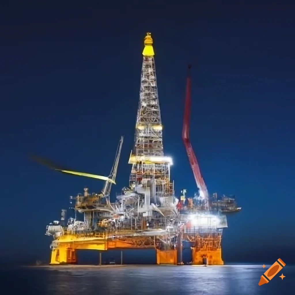 Technologically advanced offshore oil platform helicopter landing pad ...