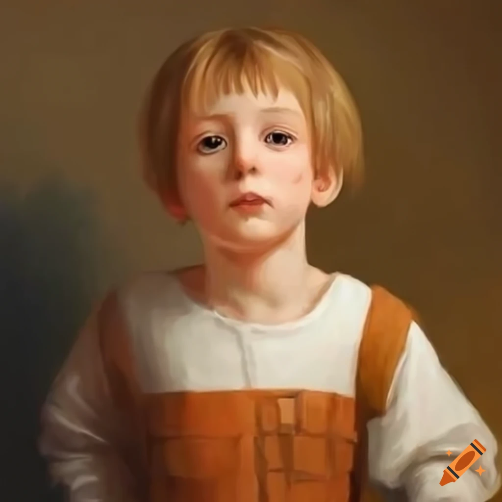 Realistic painting of a child trapped in a house where the father keeps ...