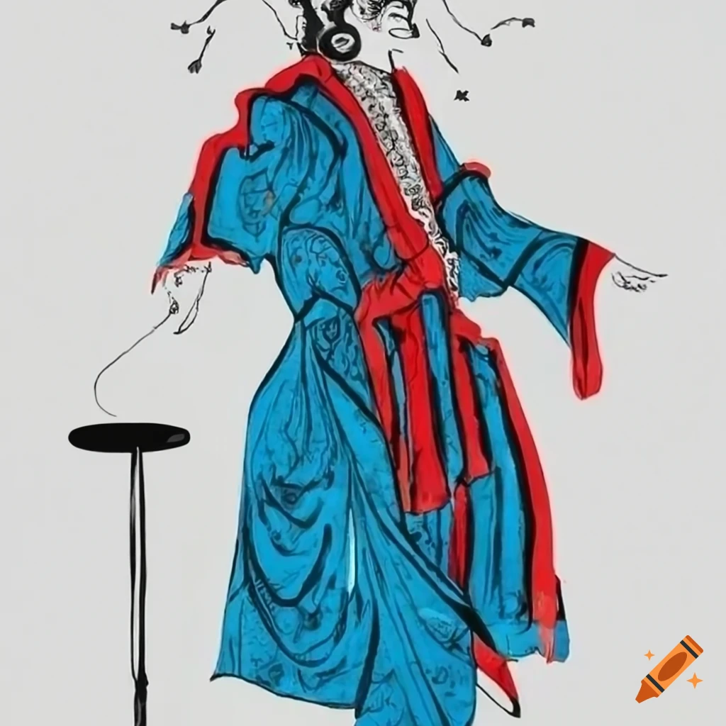 Male chinese opera performer in traditional attire and dramatic mask ...