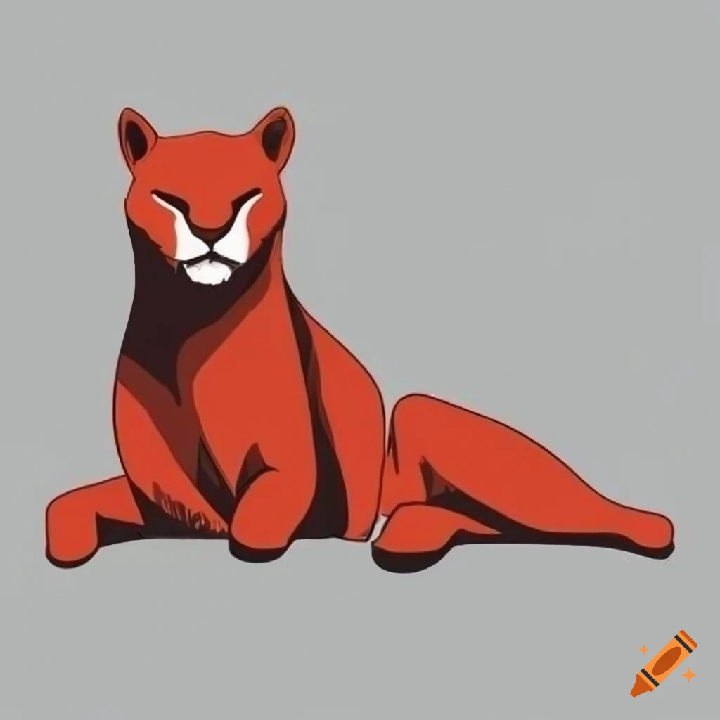 Simple outline drawing of a resting puma on Craiyon