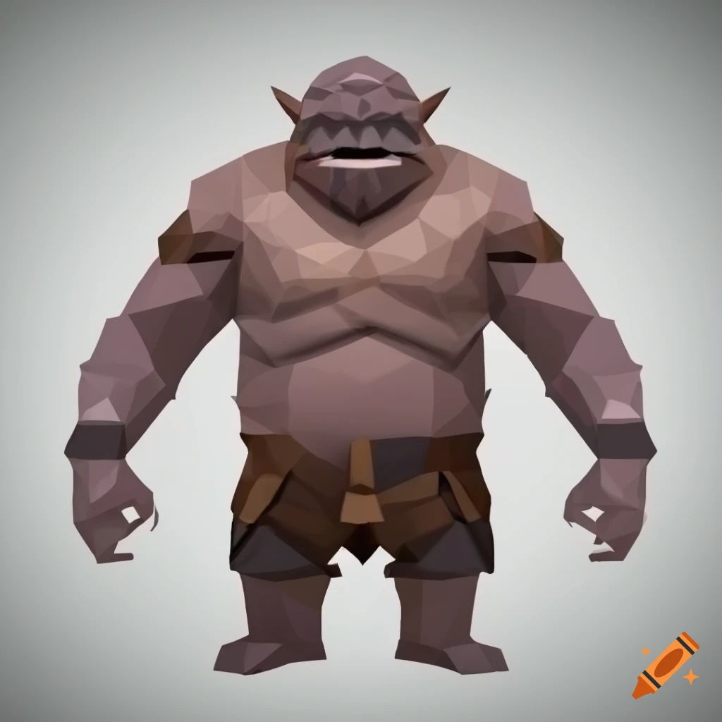 Small medieval heavy strong troll in low poly style on Craiyon