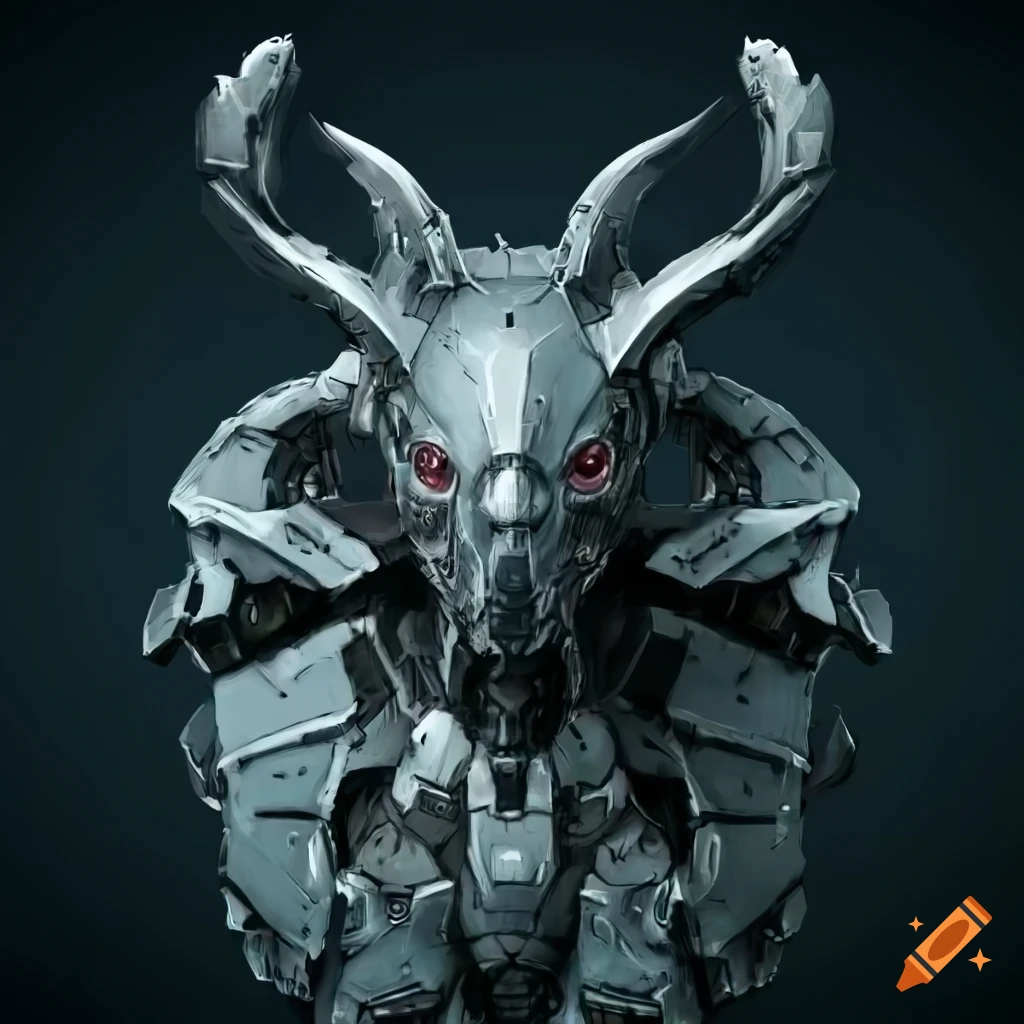Horned mech Baphomet futuristic biomechanical with detailed render on ...