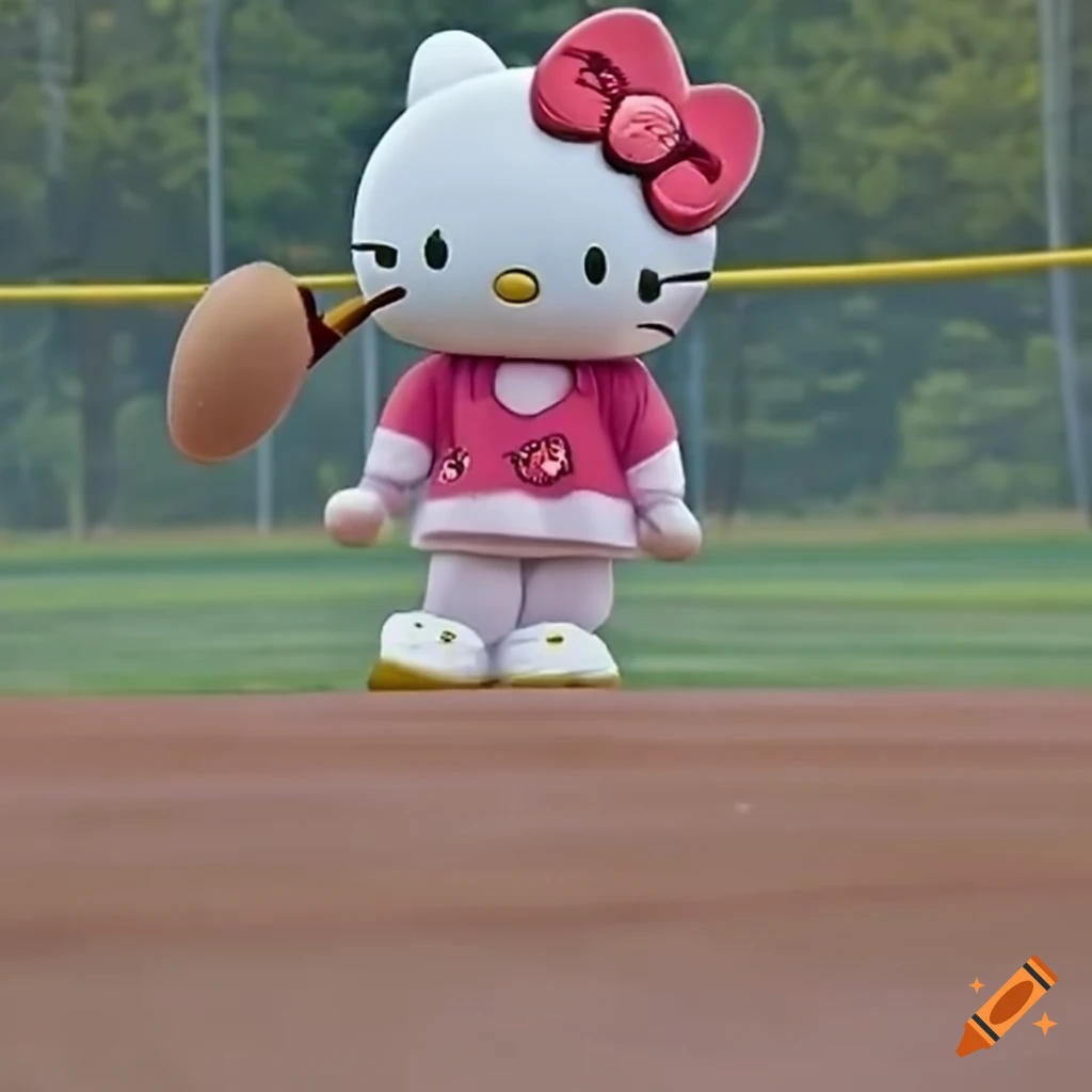 Hello kitty playing baseball in a cute cartoon style on Craiyon