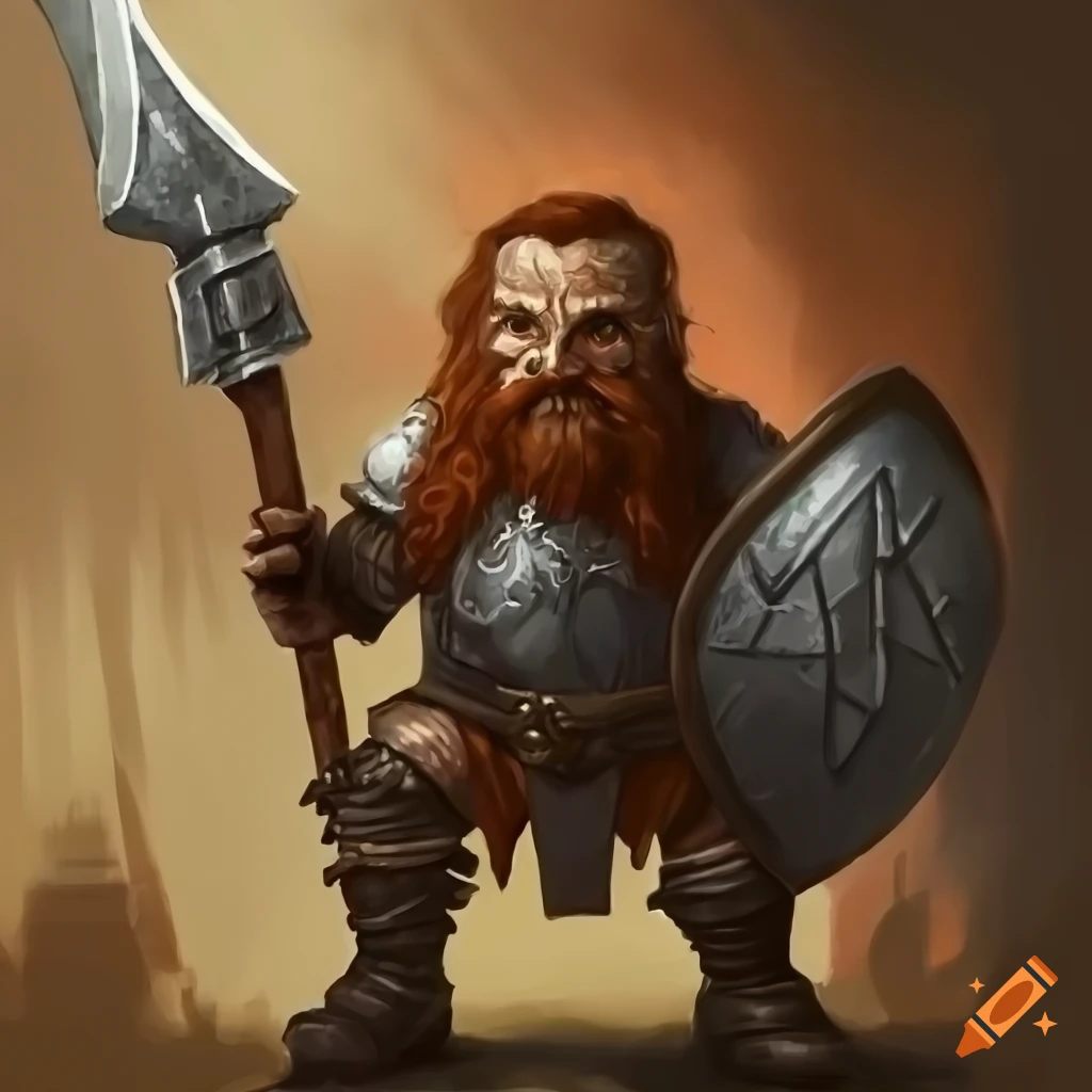 Dungeons and dragons style dwarf warrior standing in fantasy art on Craiyon