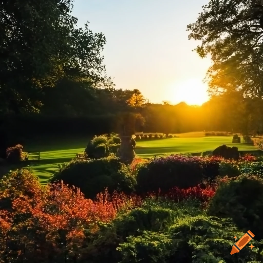 Gardens in Knighton park at sunset in Leicester, England on Craiyon