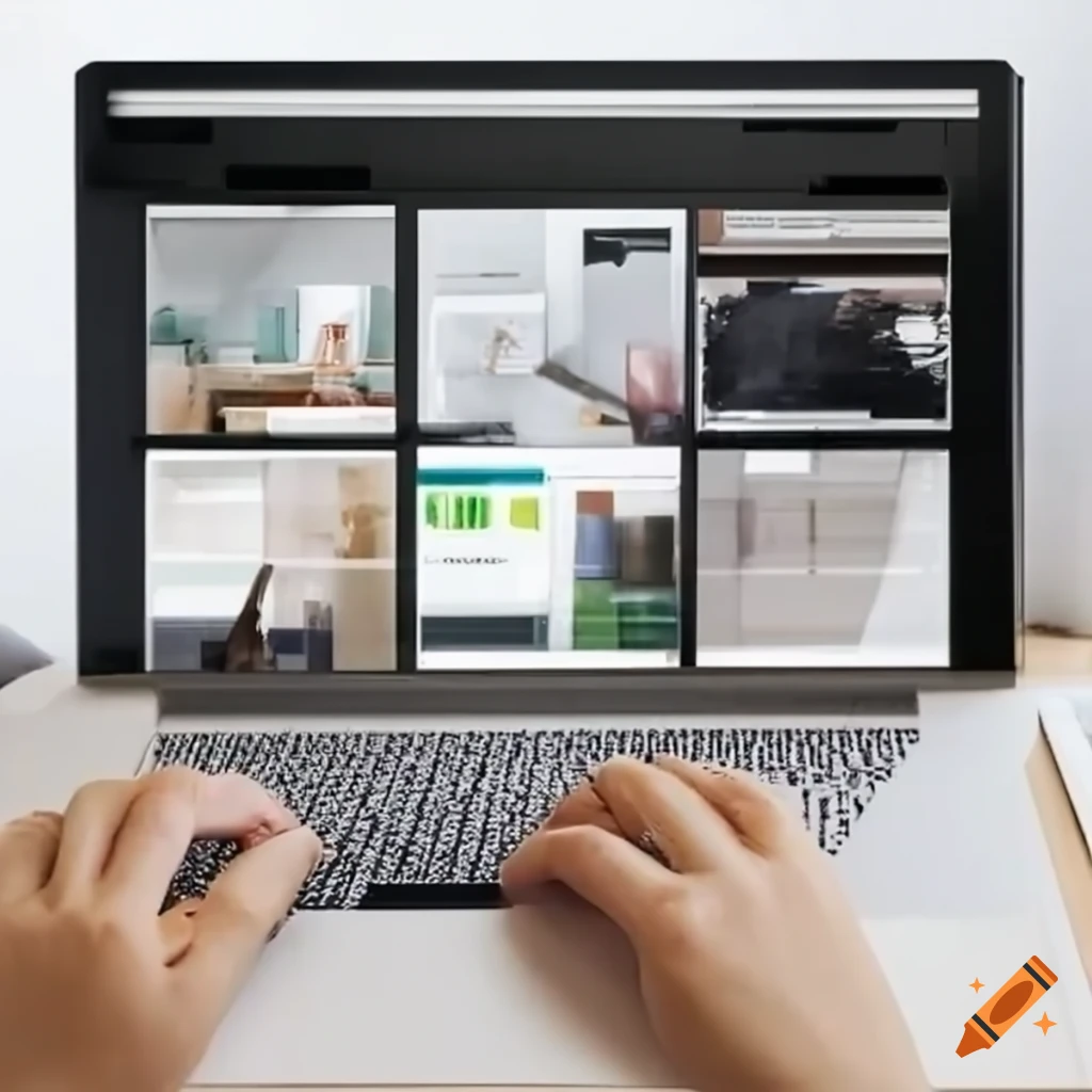 Split-screen design of a modern website home page in development on Craiyon