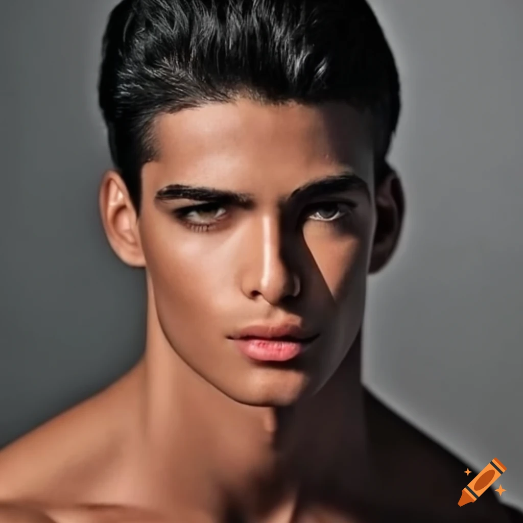 Male supermodel with diverse ethnic background and striking features on ...