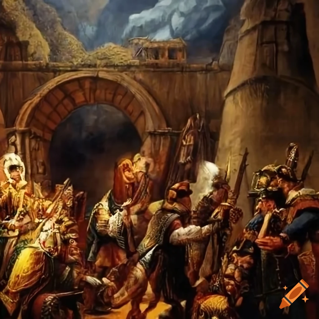 Arrival of spanish explorers to the inca empire in a historical setting ...