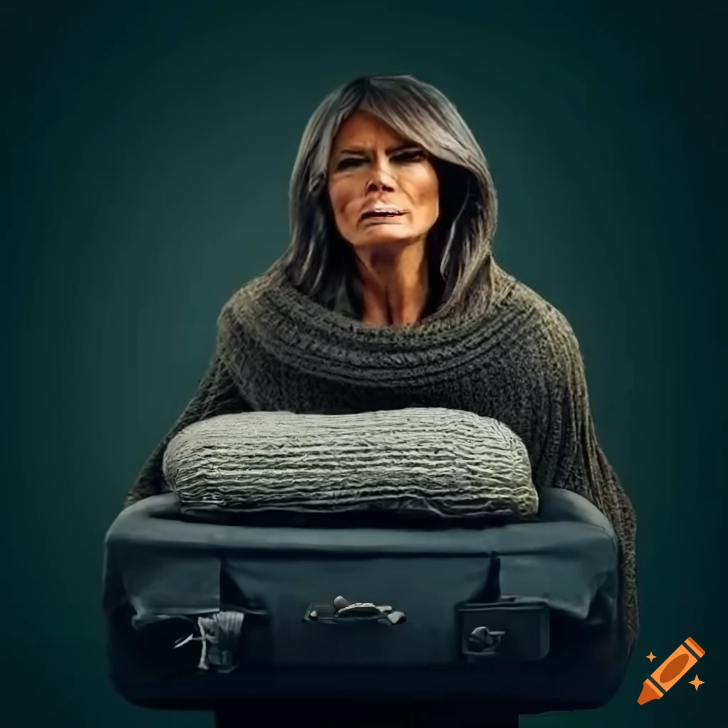Satirical depiction of an angry old woman packing her suitcase on Craiyon