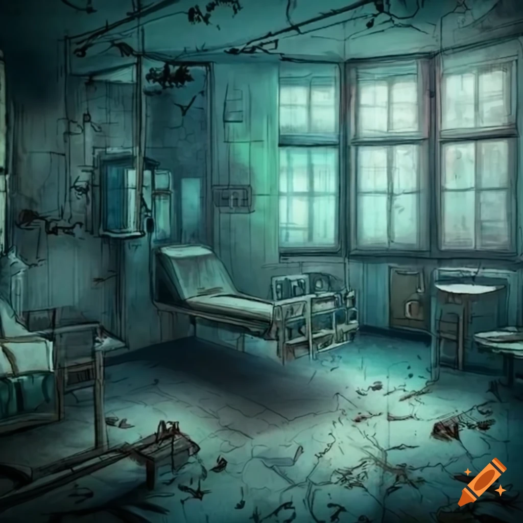 Detailed desolated hospital room with medical equipment on an ...