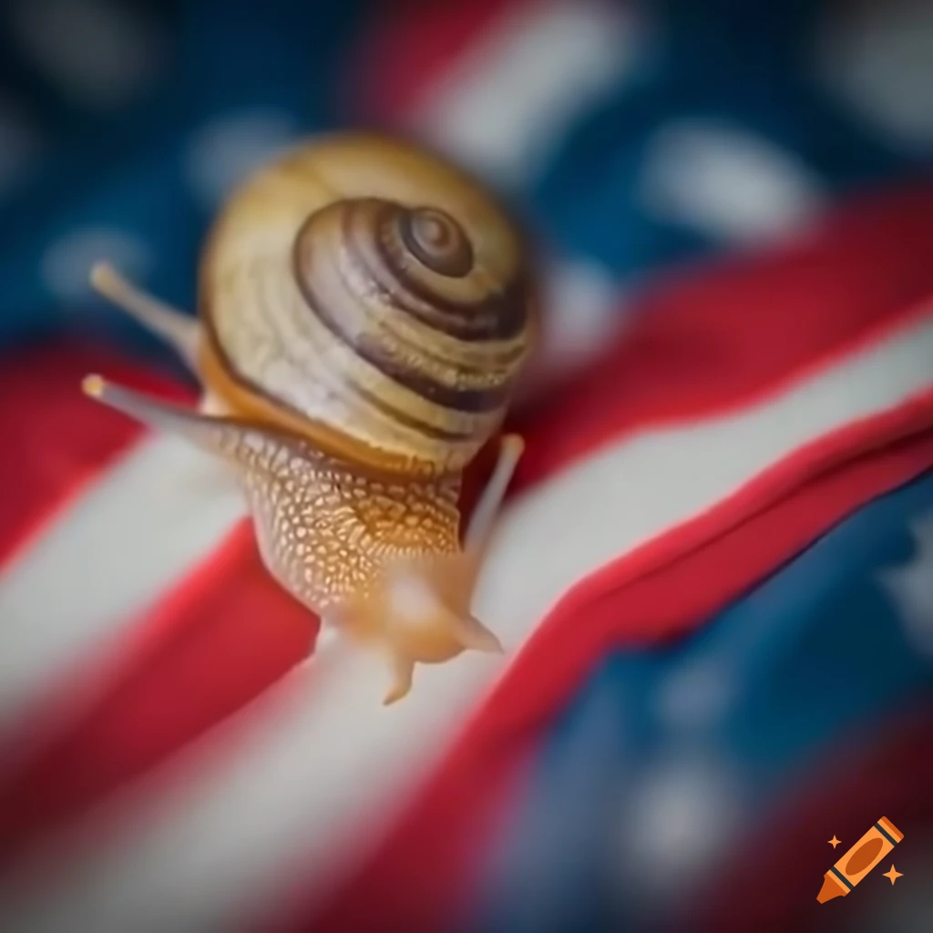 Adorable snail in patriotic outfit saluting with American flag on Craiyon