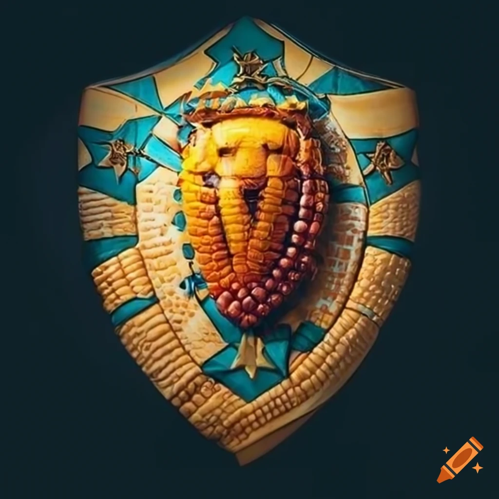 Football crest with a corn on the cob Q design on Craiyon