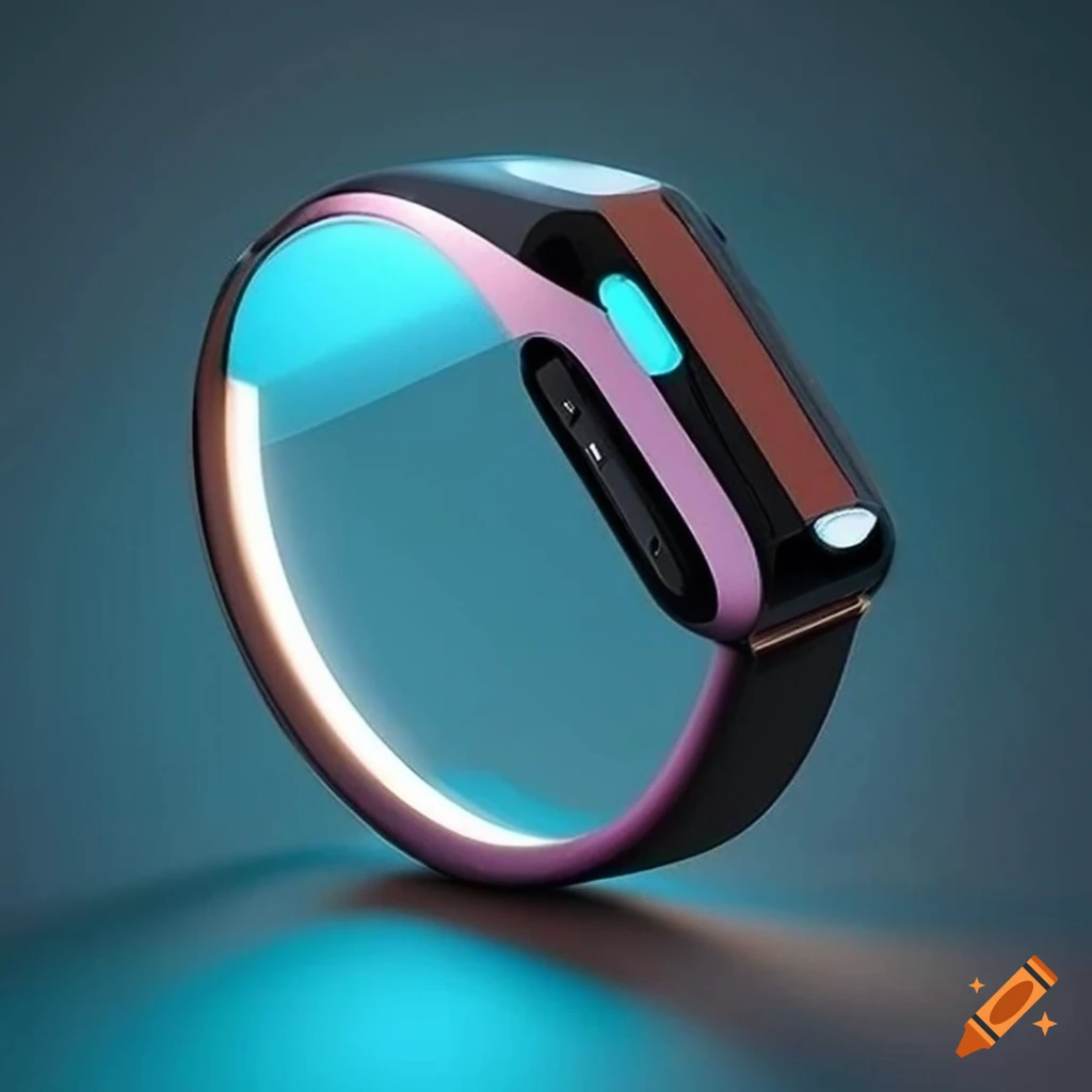 Futuristic minimalist metallic and translucent wearable device with ...
