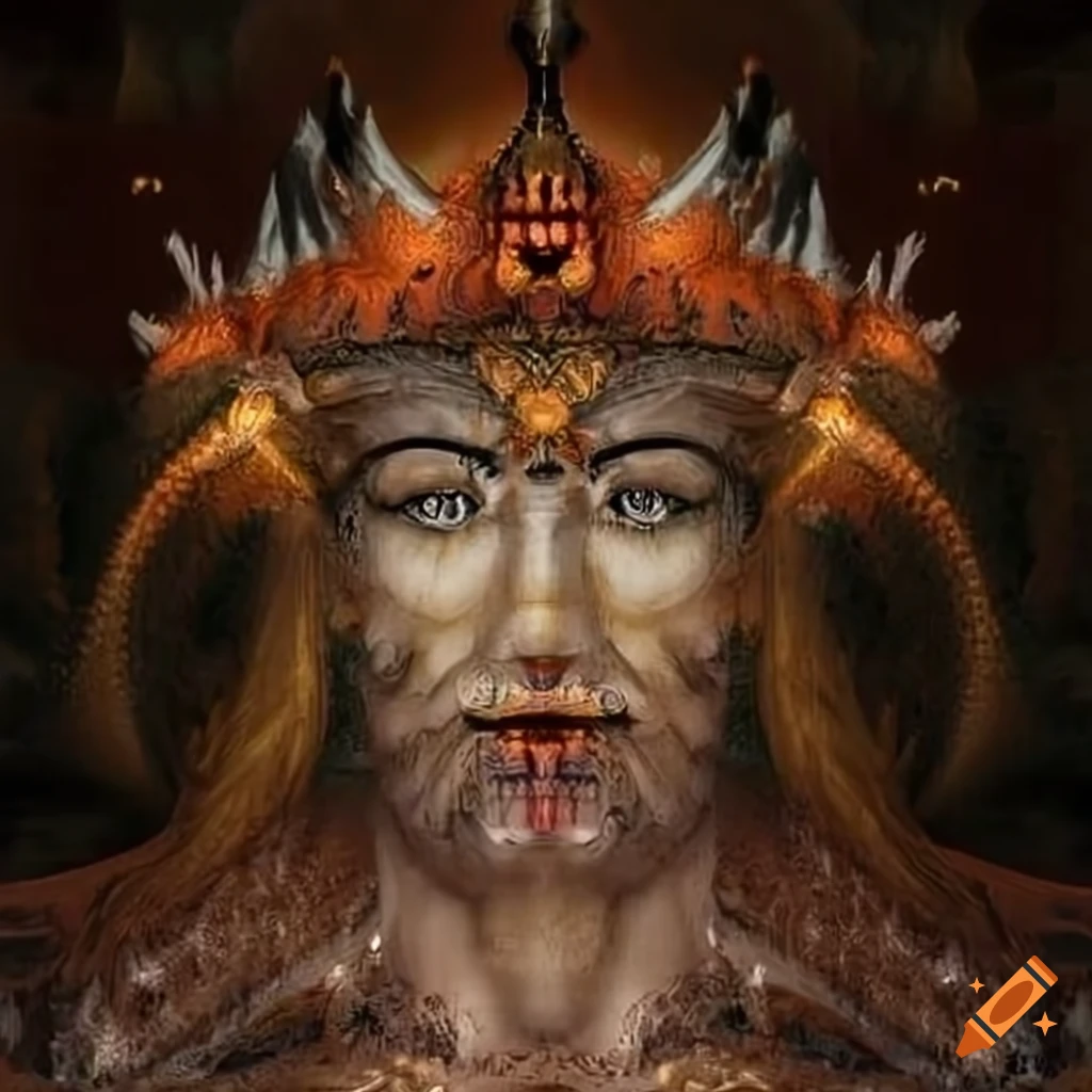 Enki the Anunnaki washing his horned mushroom crown at the Abzu temple ...