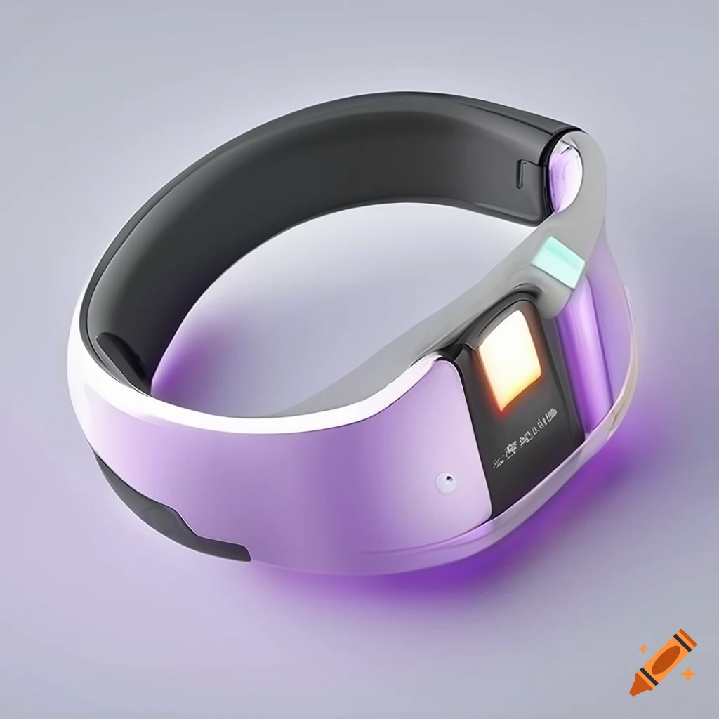 Futuristic minimalist wearable gadget with metal and translucent design ...
