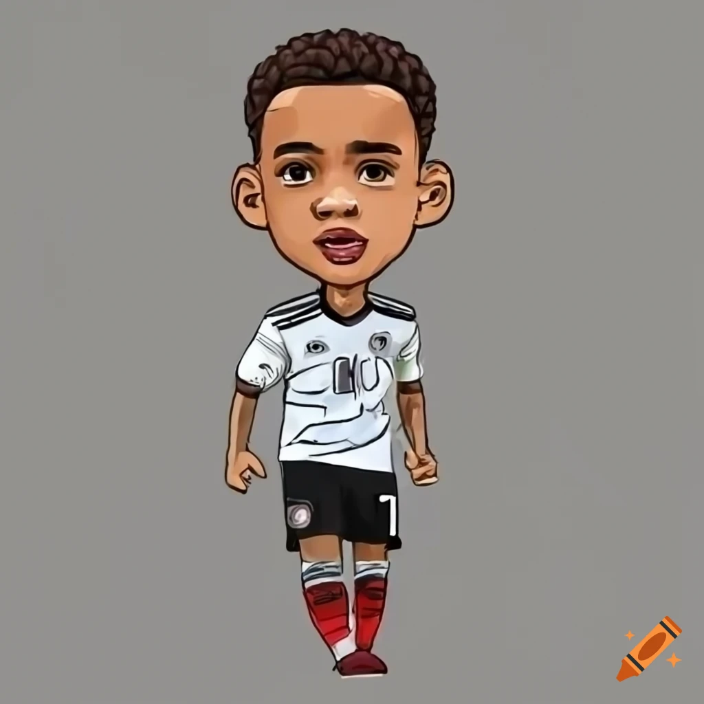 Jamal Musiala in Germany uniform depicted in chibi style full body on ...