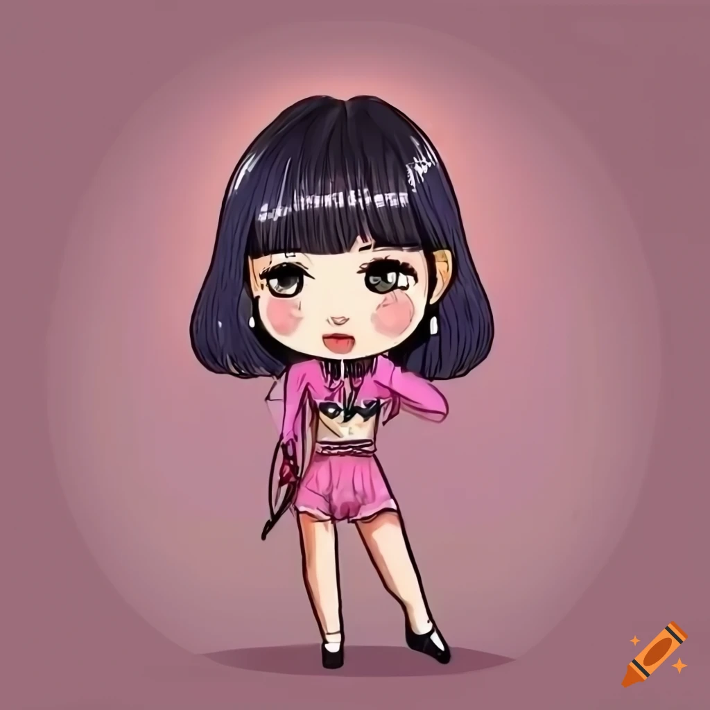 Chibi full-body illustration of blackpink's lisa on Craiyon