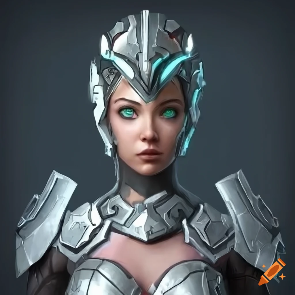 Female healer in futuristic armor in a space setting on Craiyon