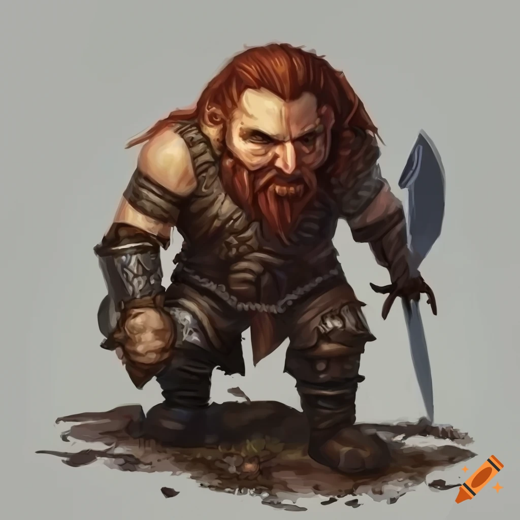 Dungeons and dragons style dwarf warrior standing in fantasy art on Craiyon