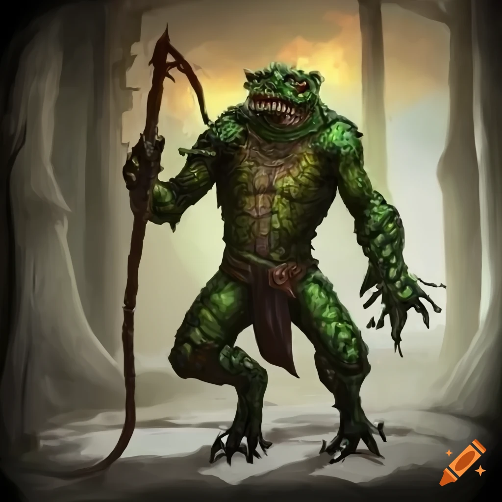 Mystical medieval lizard man in dungeon and dragons style on Craiyon