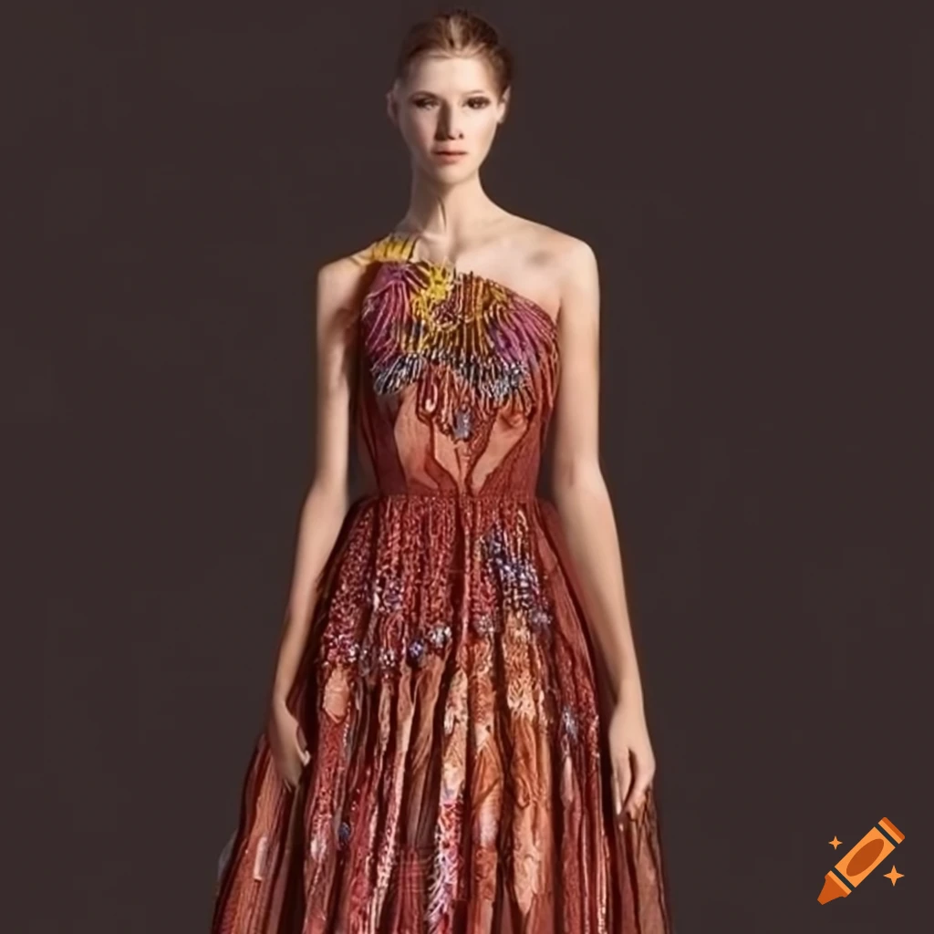 Vionnet dress with embroidery inspired by fireworks on Craiyon