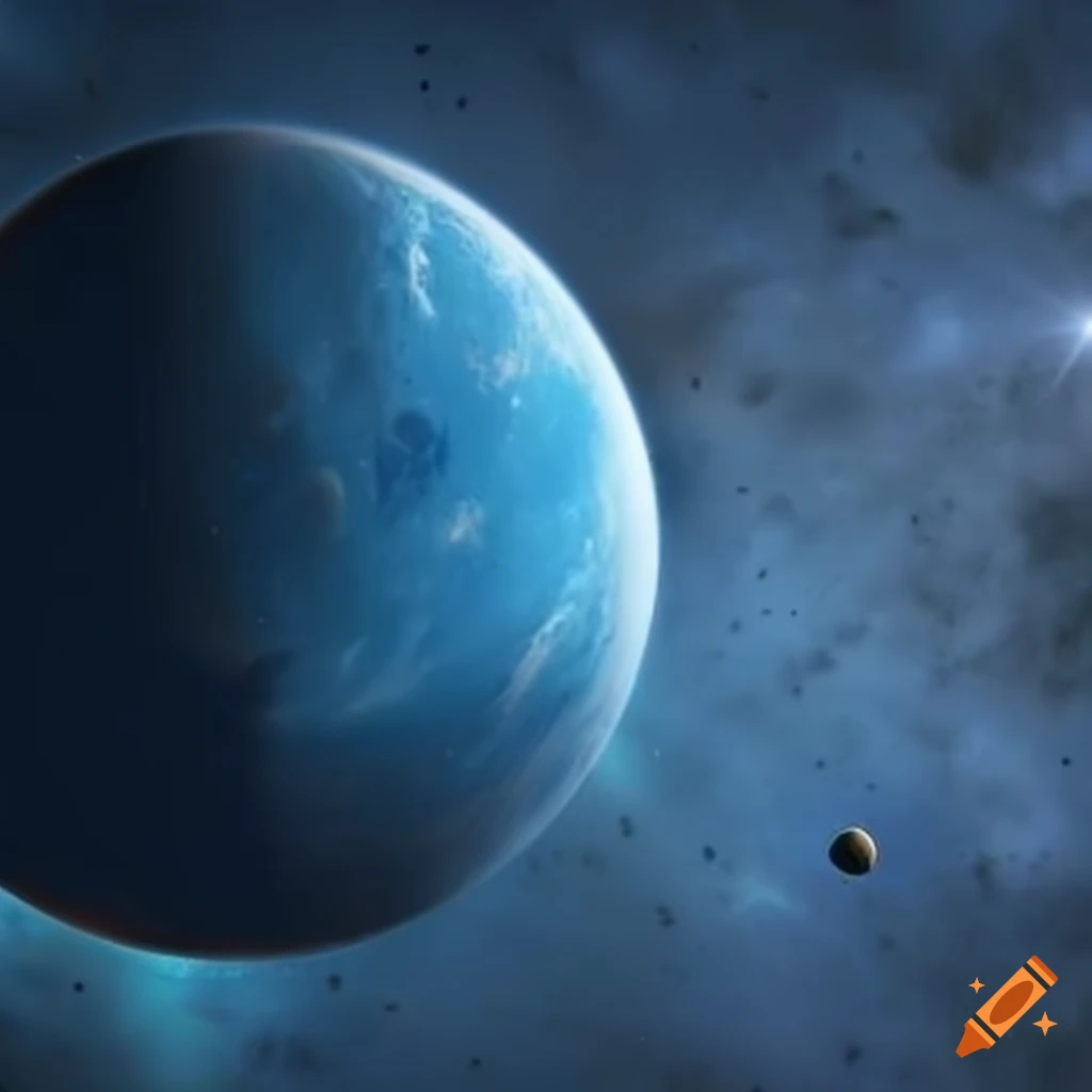 Blue planet in outer space on Craiyon