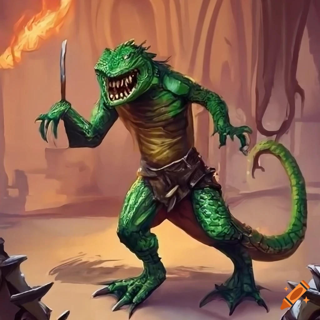 Mystical medieval lizard man in dungeon and dragons style on Craiyon