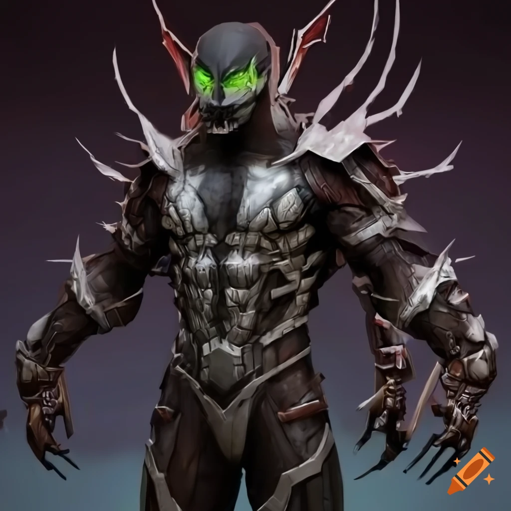 Futuristic and symmetrical spawn armor with realistic details on Craiyon