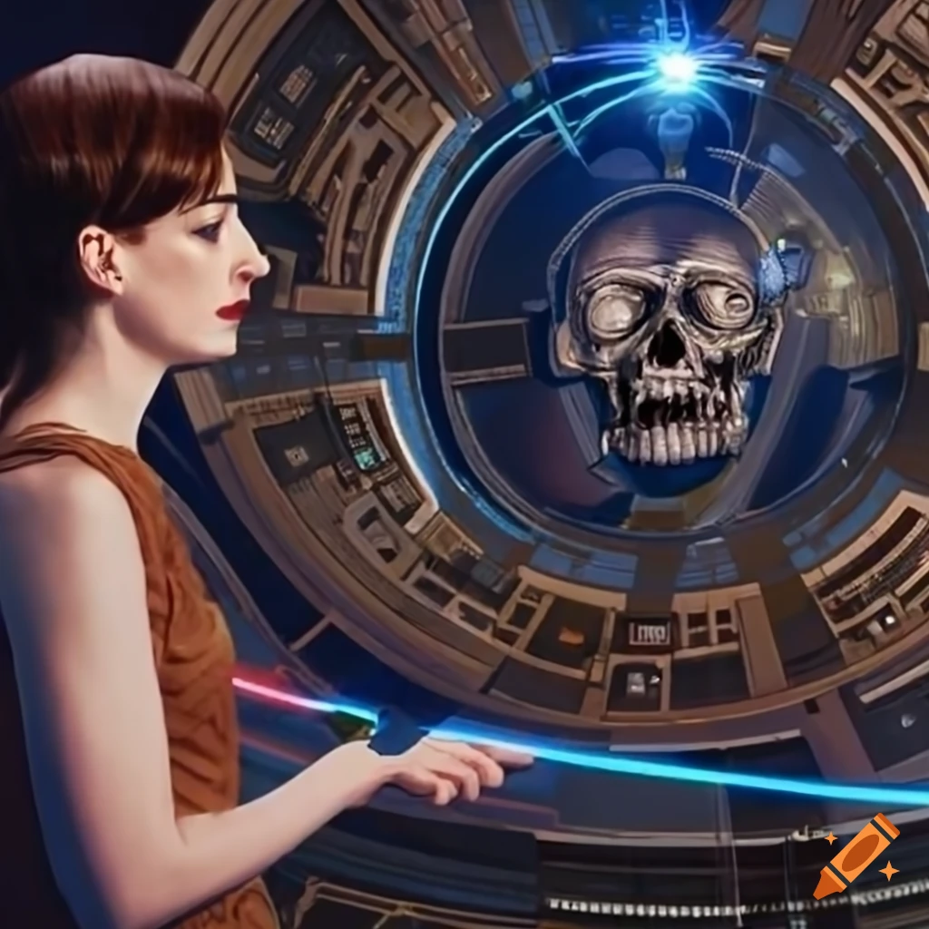 Anne Hathaway as a heroic Starfleet Captain on a starship shooting ...