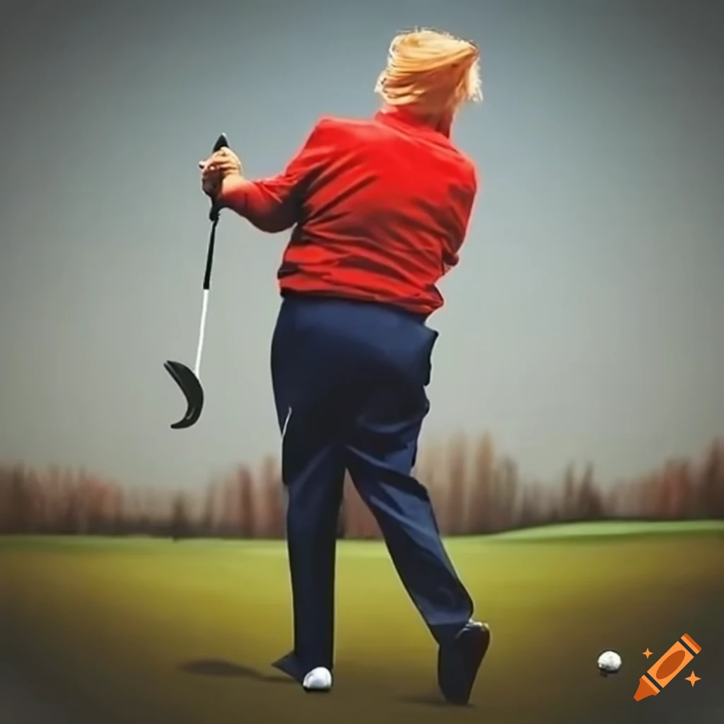 Donald trump playing golf on Craiyon
