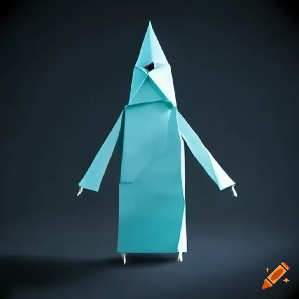 Headless origami man amazed by trolley-pike jump on Craiyon