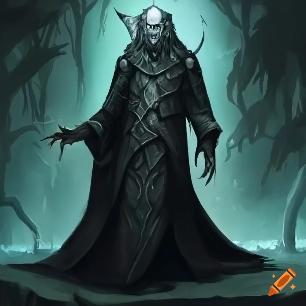 Dnd villain with a silver mask and black robe, eldritch in nature on ...