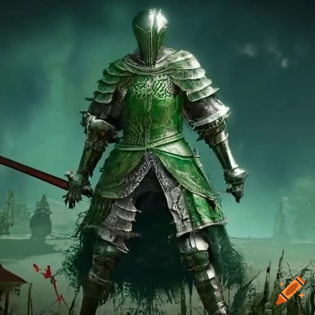 Green armor and poison sword in Elden Ring style on Craiyon