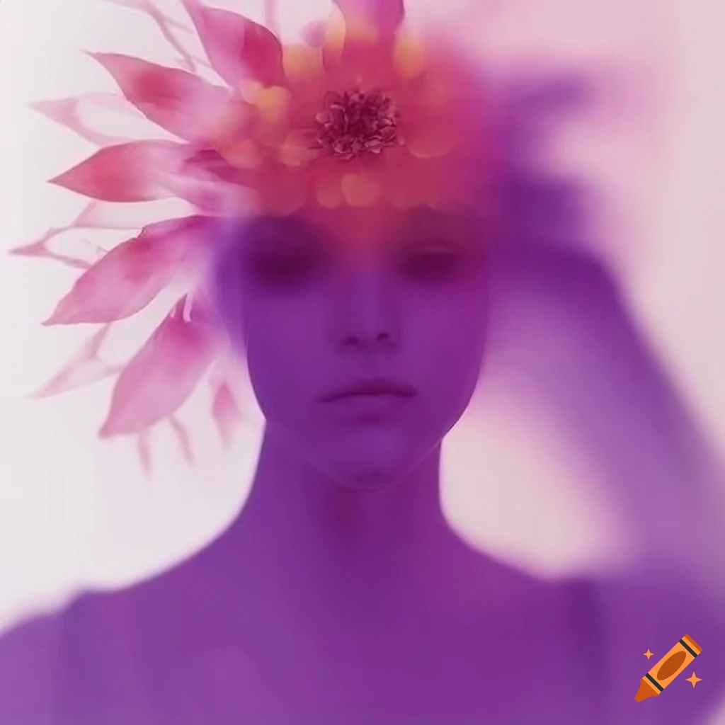 Abstract double exposure portrait of blossoms with a woman's face on ...