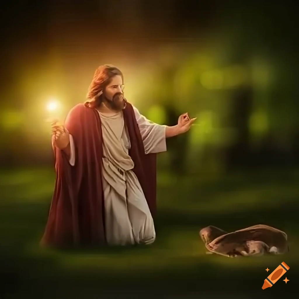 Jesus caring for needy children in a peaceful and realistic scene on ...