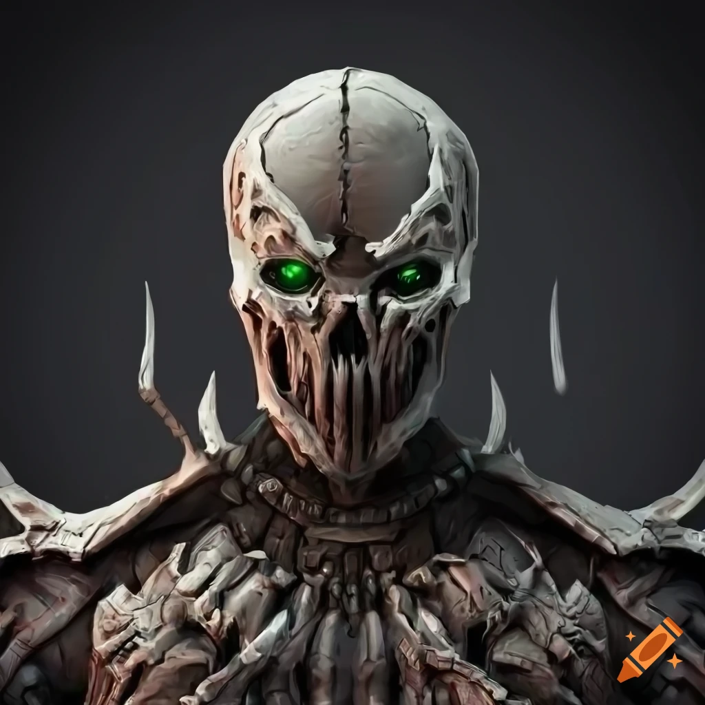 Futuristic symmetrical skeleton spawn armor with detailed realism on ...