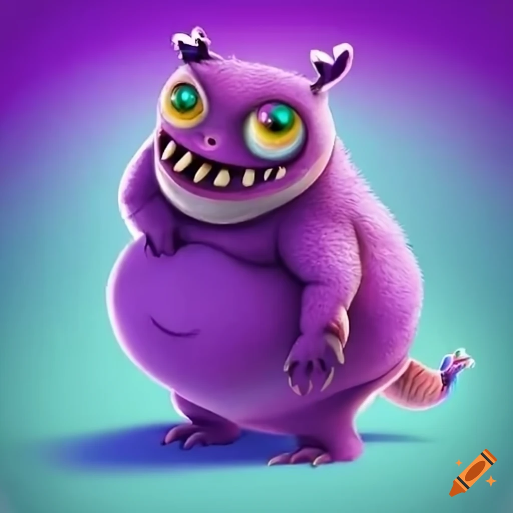 Child-friendly monster inspired by where the wild things are with various colorful features on ...