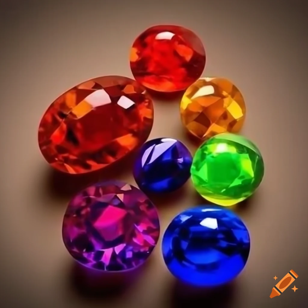 Gemstones of the rainbow colors fused together on Craiyon