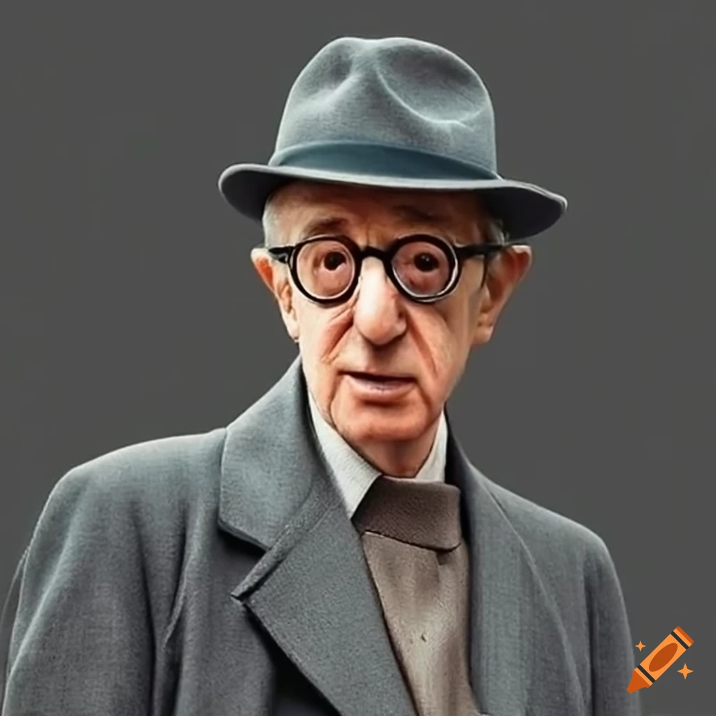 Character with a grey coat and fedora, reminiscent of Woody Allen style ...