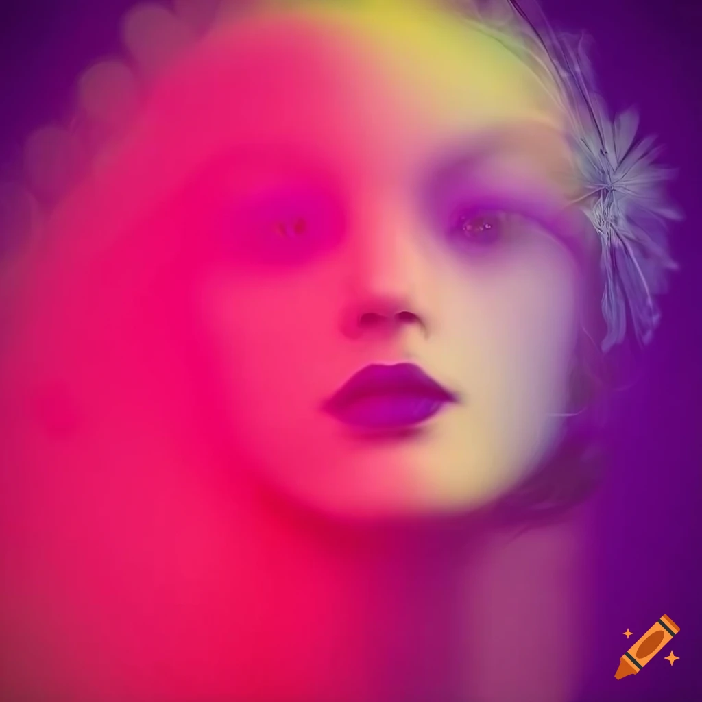 Abstract double exposure portrait of blossoms with a woman's face on ...