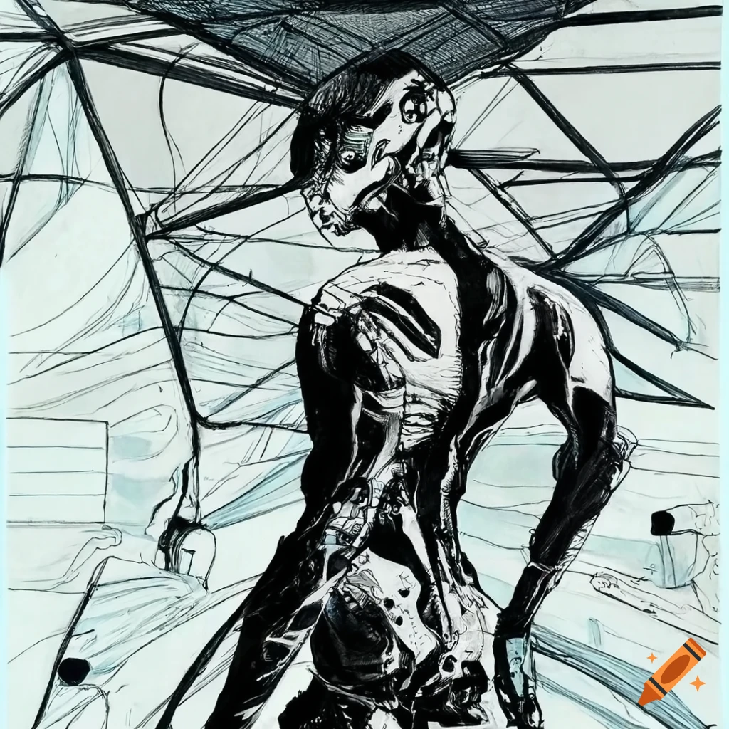 Male cyborg in a cutting-edge bodysuit among modern structures with ...
