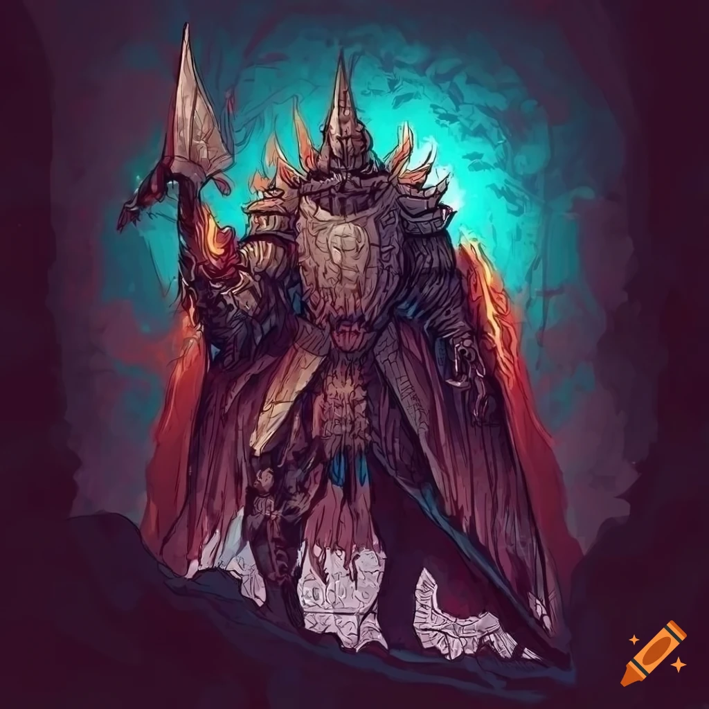 Skeleton knight wielding a morningstar in Dan Mumford style on Craiyon