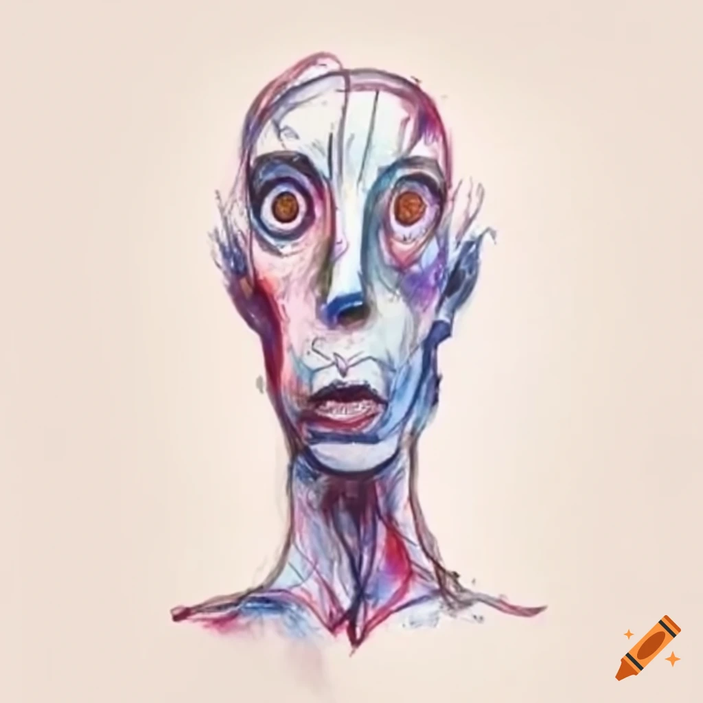 Distorted humanoid figure created with scribbles on Craiyon