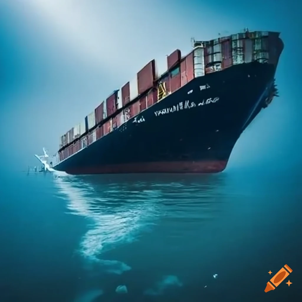 Container ship sinking at sea on Craiyon