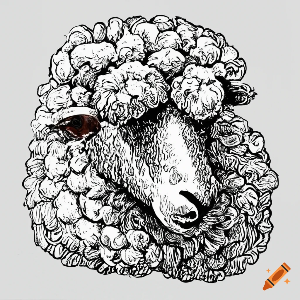Vintage illustration of a sheep with a pickle like a cigar on Craiyon