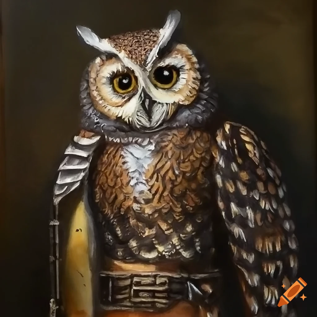 Epic high-detailed oil painting of a rogue human owl without armor on ...