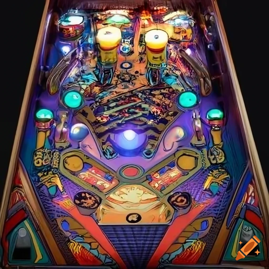 Alien-themed pinball machine composite on Craiyon