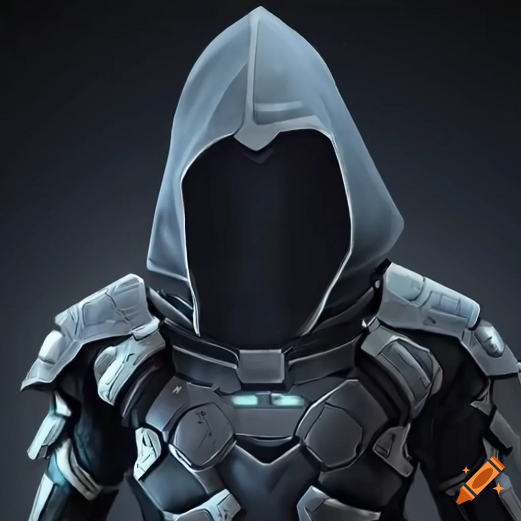 Sleek high-tech armor design with advanced HUD and computerized wrist ...