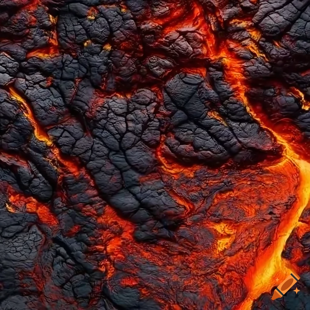 Flowy magma texture with cracks and flowing lava in hyperrealistic 4k ...
